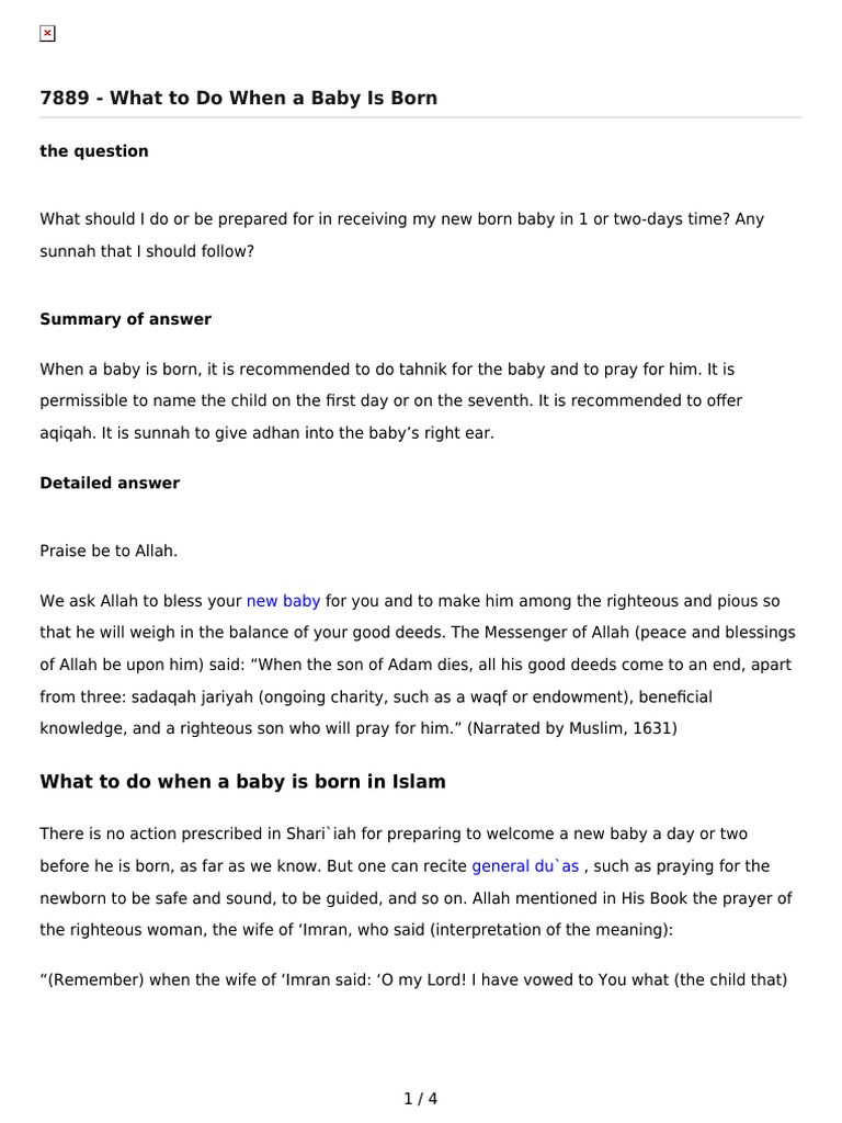What To Do When A Baby Is Born | PDF | God In Islam | Semitic Words And ...