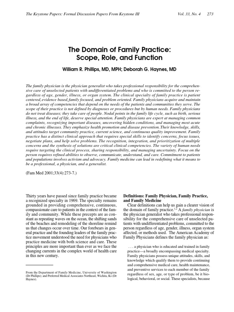 The Domain of Family Practice | PDF | Family Medicine | General ...