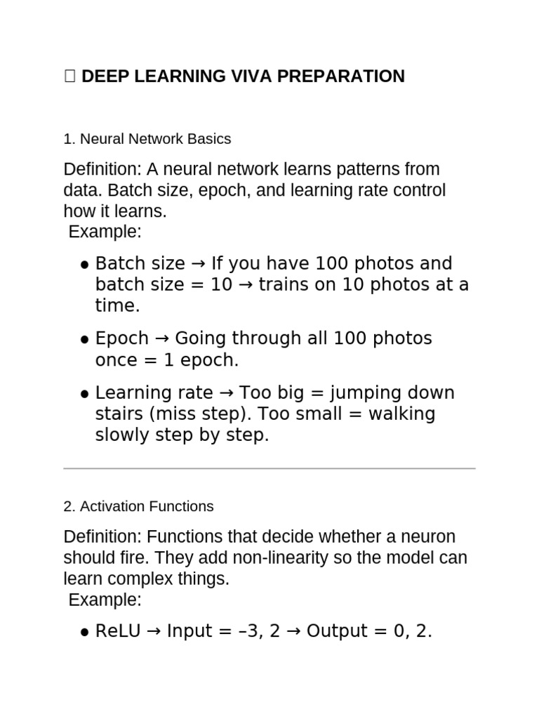 ? Deep Learning Viva Preparation | PDF | Deep Learning | Algorithms