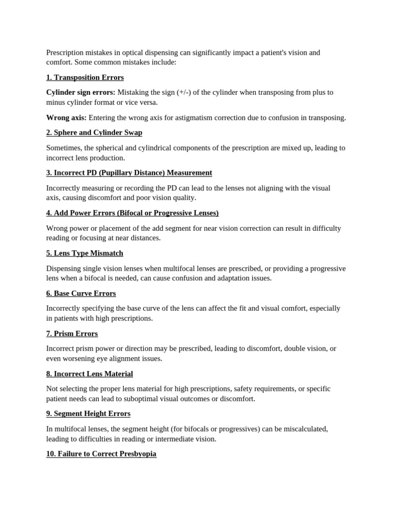 Prescription Mistakes Commonly Made | PDF
