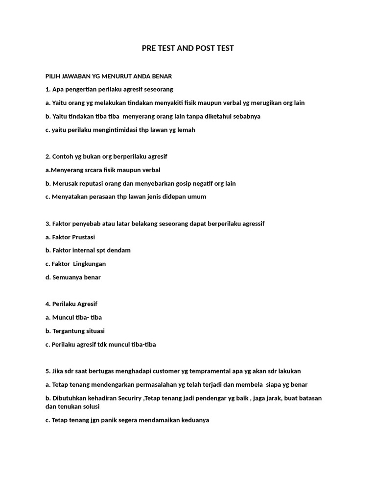 Pre Test and Post Test | PDF