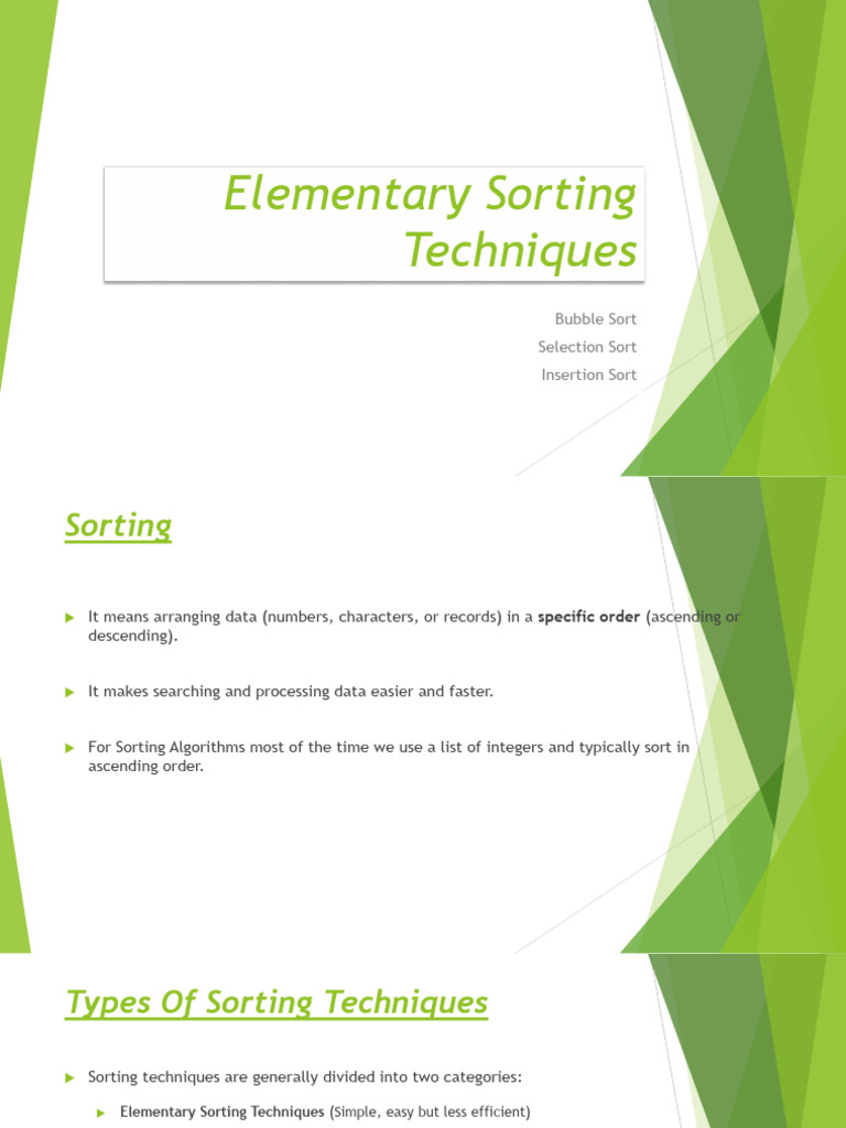 Elementary Sorting Techniques | PDF | Algorithms And Data Structures | Algorithms