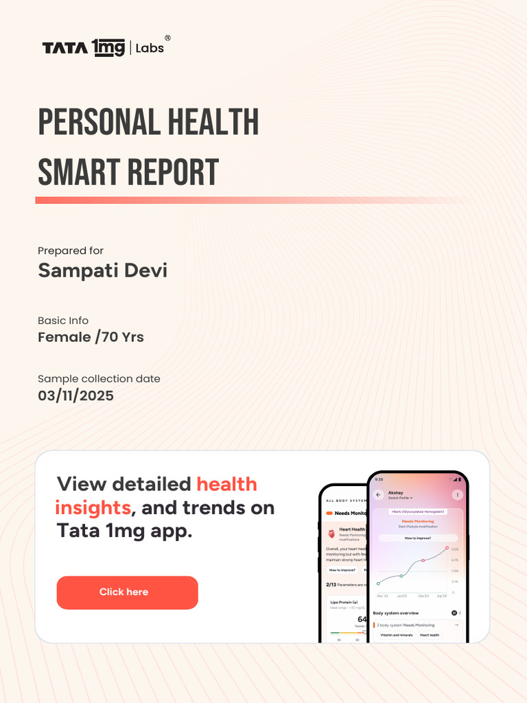 Personal Health Smart Report: Sampati Devi | PDF | Cholesterol | High ...