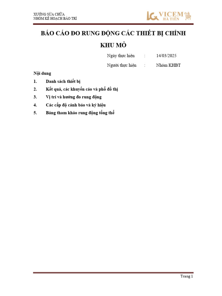 01.bao Cao Do Rung Dong Cac Thiet Bi Khu Mo T3 - 2025 | PDF