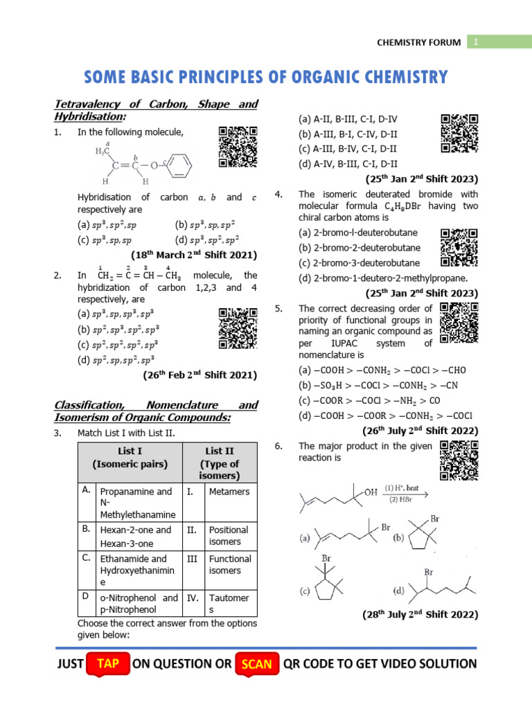 Some Basic Principles of Organic Chemsitry - QR - Combined | PDF ...