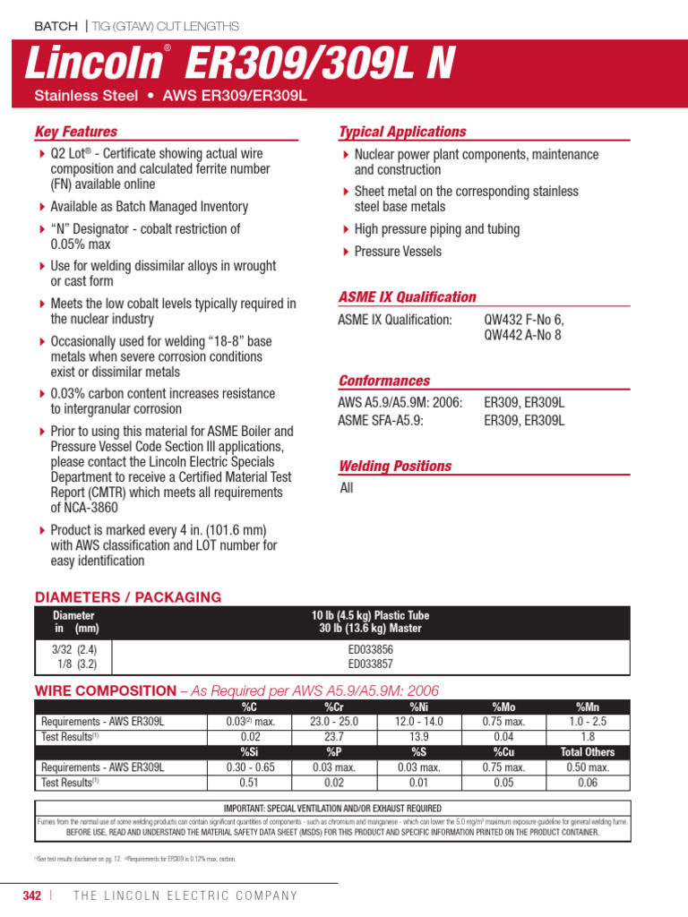 ER309/309L Stainless Steel Welding Wire | PDF | Stainless Steel ...