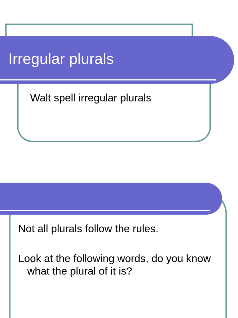 Spelling Irregular Plurals | PDF