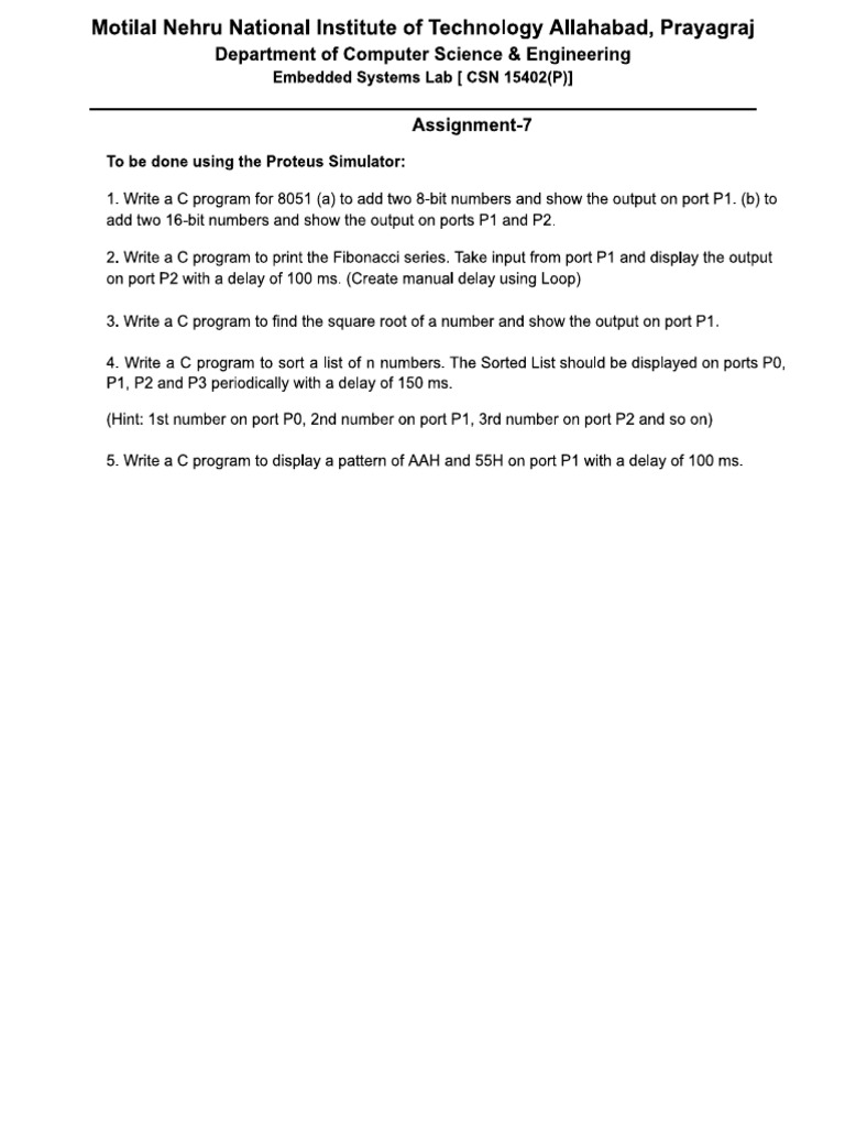 Embedded System Lab Assignment - 7 | PDF