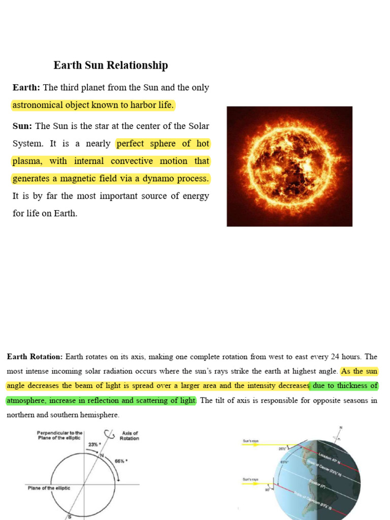 Earth Sun Relationship | PDF | Earth | Sun