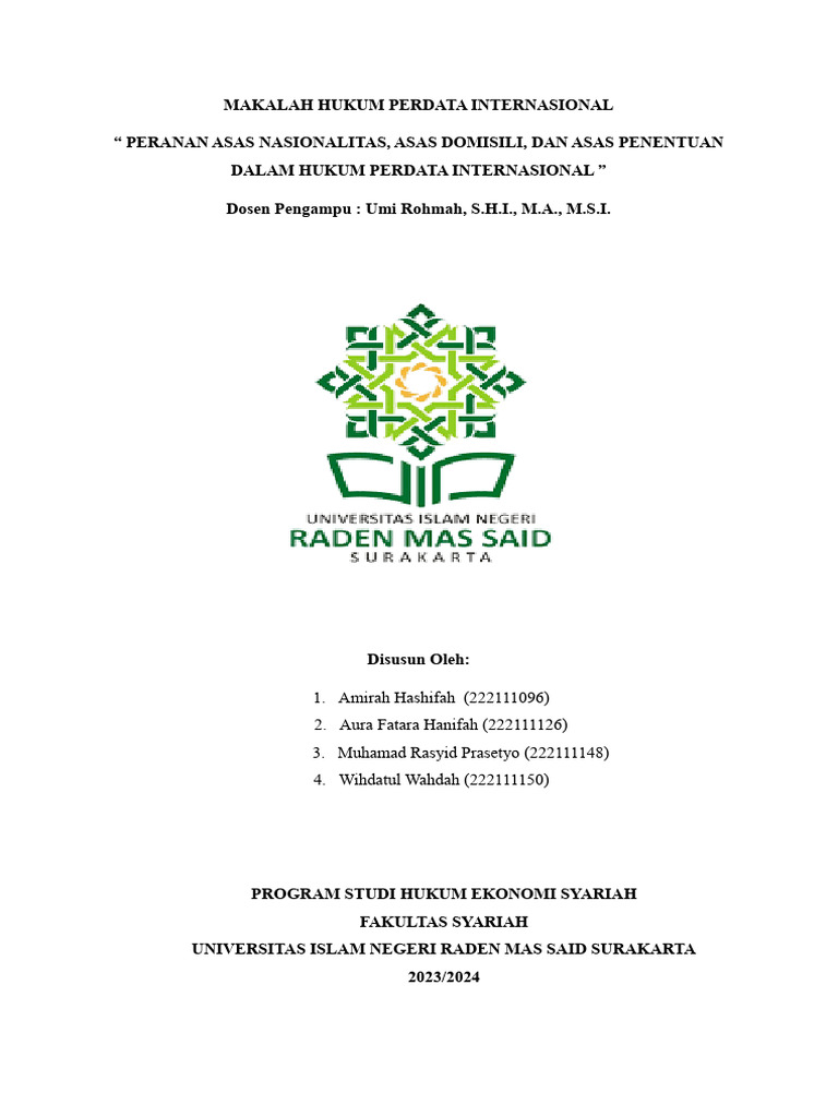 Makalah Kelompok 6 Hukum Perdata Internasional | PDF