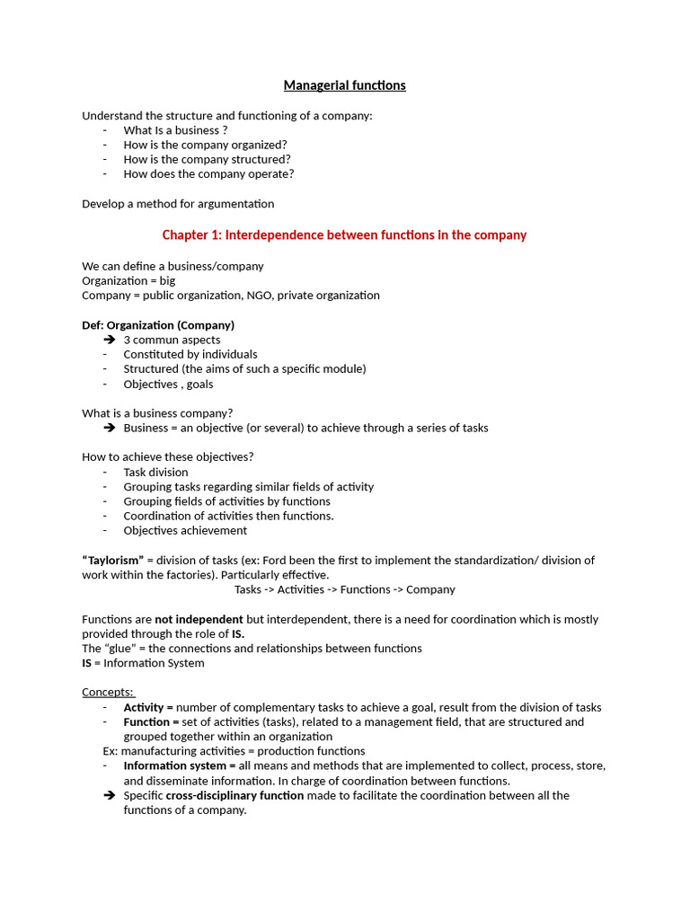 Managerial Functions Chap 1 | PDF | System | Enterprise Resource Planning