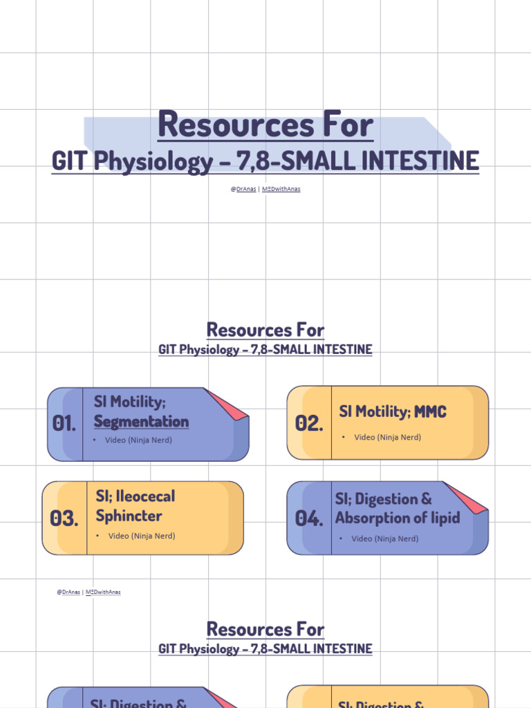 Recourses For GIT Physiology - 7,8-SMALL INTESTINE @DrAnas | PDF