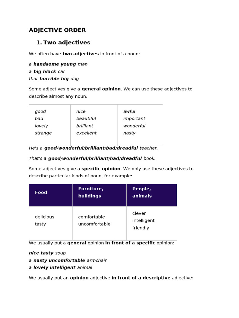 Understanding Adjective Order in English | PDF | Adjective | Syntax