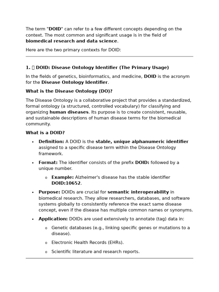 Understanding DOID in Biomedical Research | PDF | Ontology (Information ...