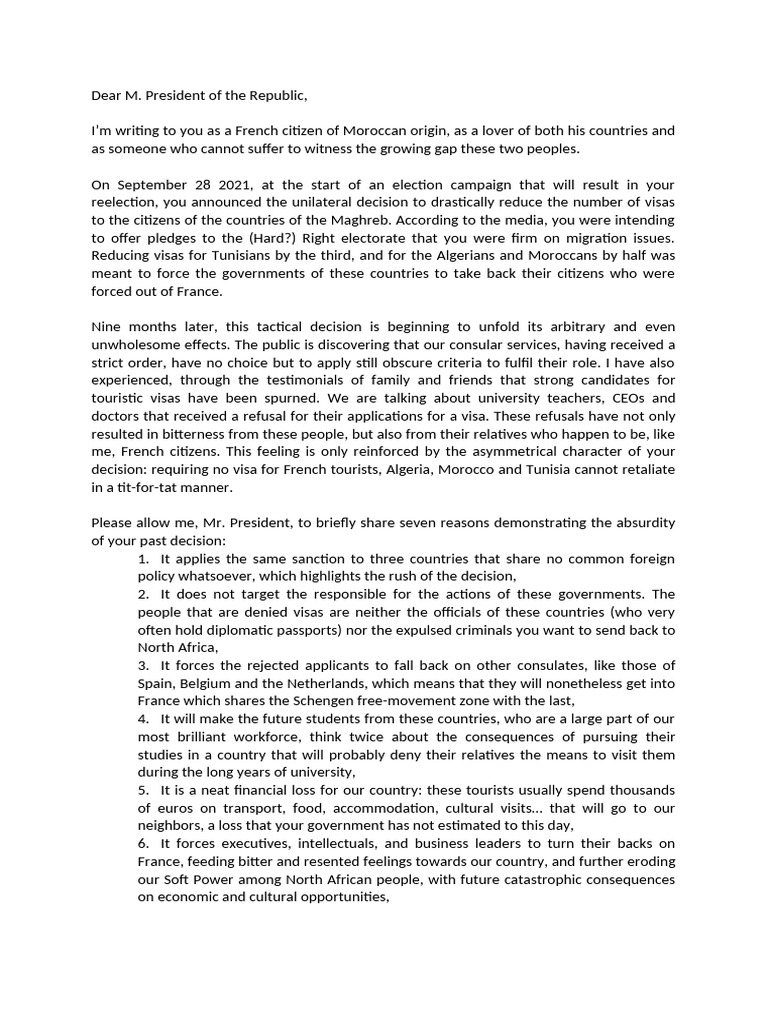 Open Letter To MR Macron From A French Moroccan Citizen | PDF | Travel ...