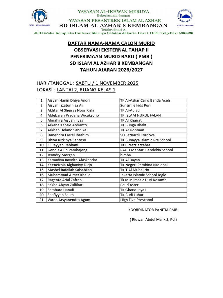 Observasi Tahap II PMB 26-27 Sdia 8 Kembangan | PDF