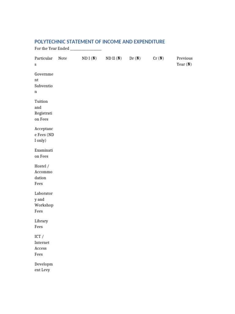 Polytechnic Income and Expenditure Report | PDF