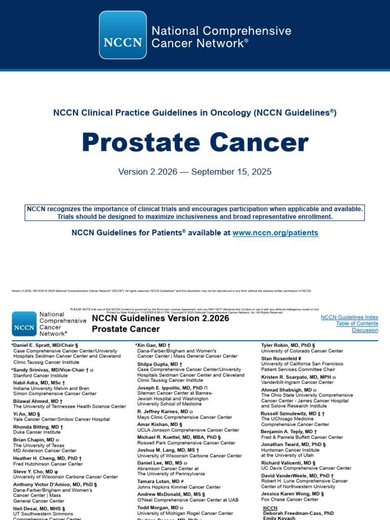 NCCN Prostate | PDF | Prostate Cancer | Prostate Specific Antigen