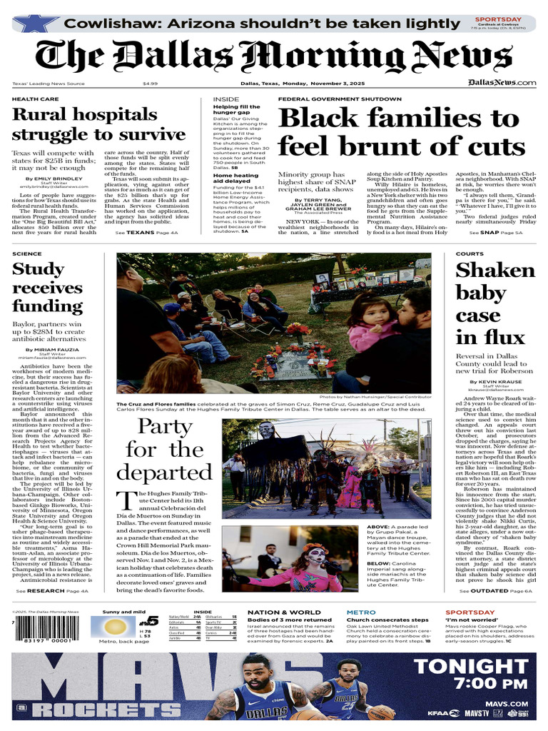 The Dallas Morning News • November 03, 2025 | PDF | Gaza Strip | Newspapers