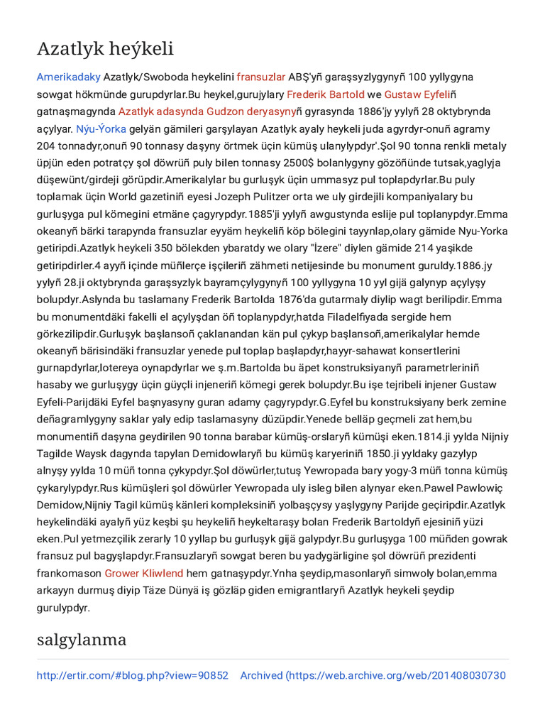 Azatlyk Heýkeli - Wikipediýa | PDF