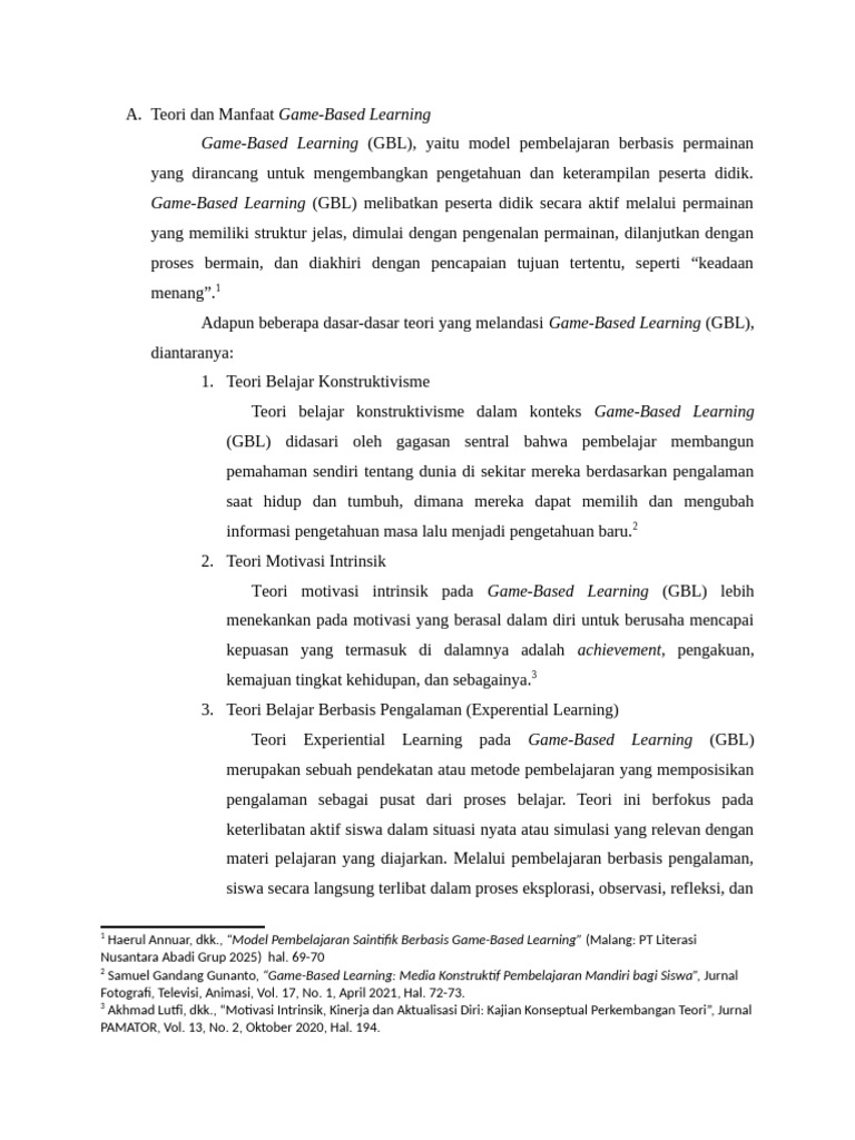 Teori dan Manfaat Game-Based Learning | PDF