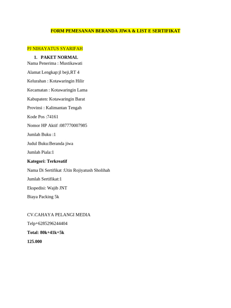 Form Pemesanan Event Mb September | PDF