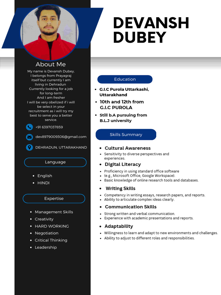 Job-Seeking Profile of Devansh Dubey | PDF