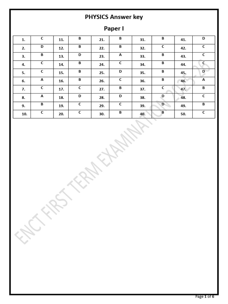 Physics Answer Key 1,2-2 | PDF