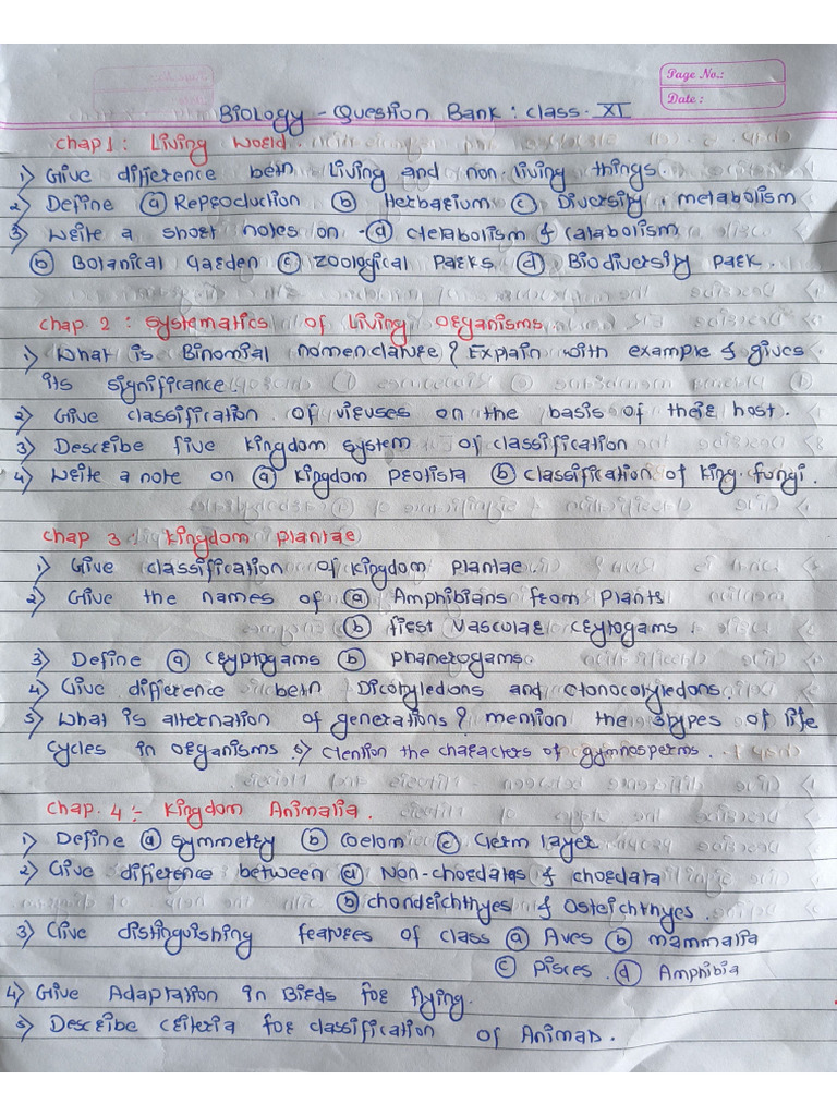 Biology Question Bank | PDF