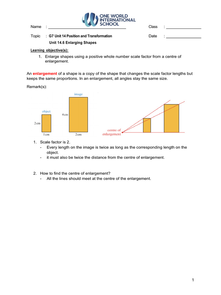 Enlarging Shapes: Scale Factors Explained | PDF