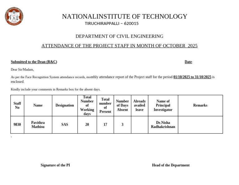 Attendance October | PDF