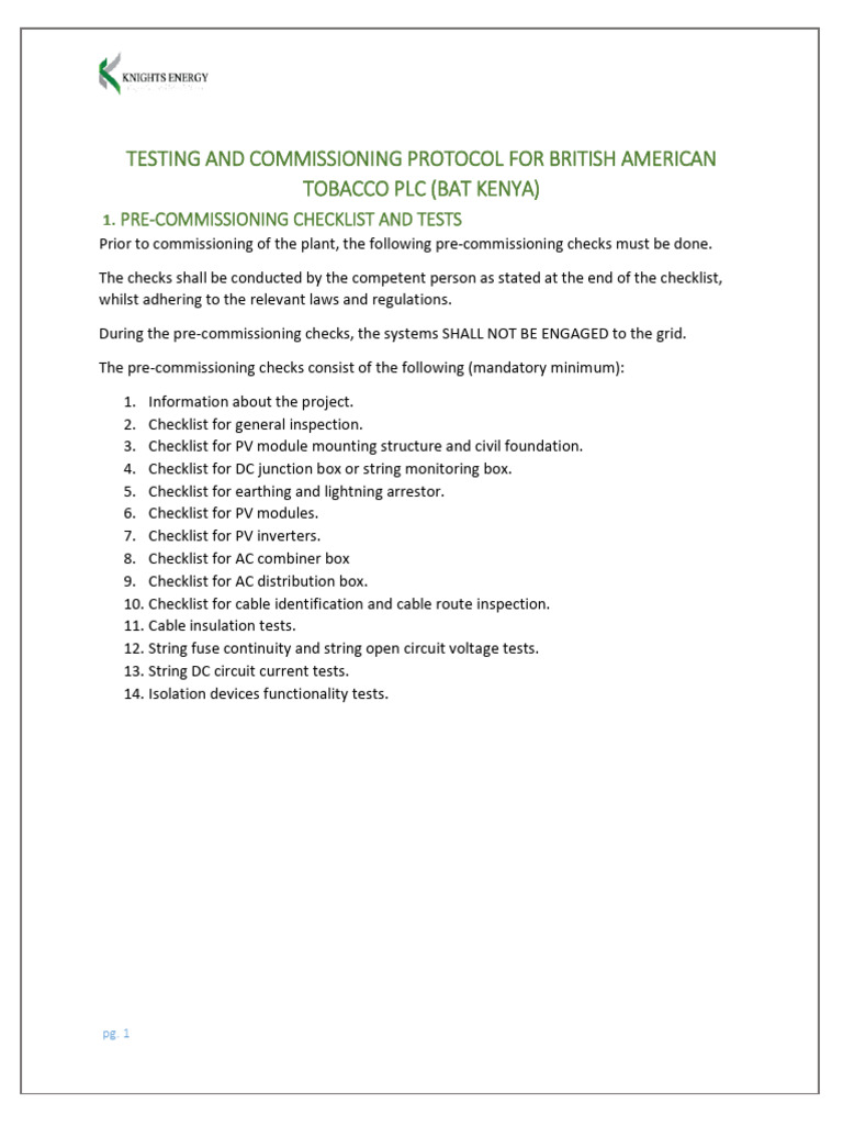 PV Commissioning Test Sheets Download | PDF | Solar Panel ...