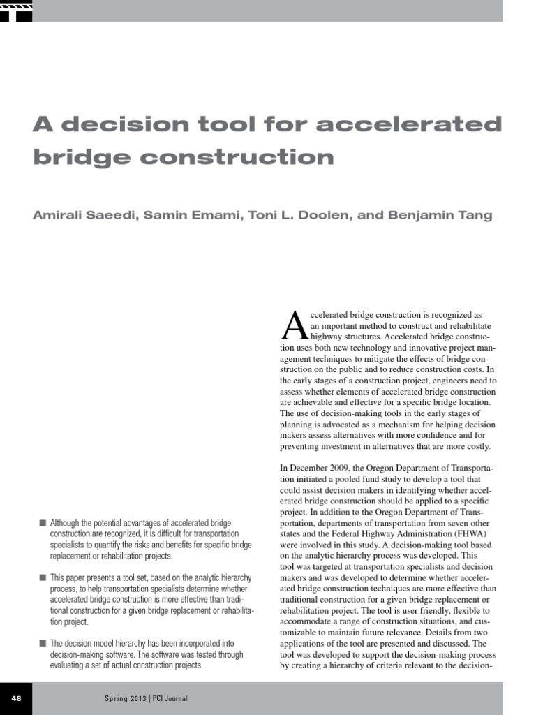 Decision Tool for Accelerated Bridge Construction | PDF | Decision ...