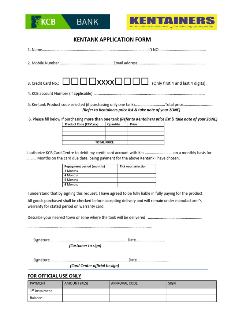 Kentank Purchase Application Form | PDF