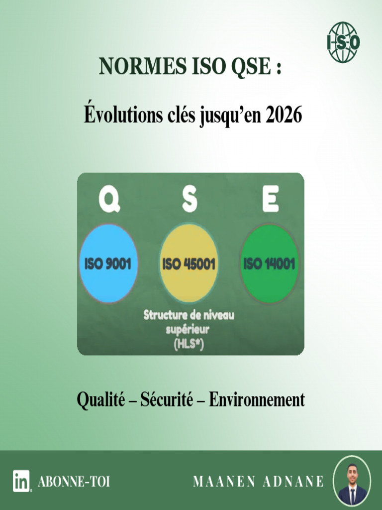 Évolutions des normes ISO QSE jusqu'en 2026 | PDF
