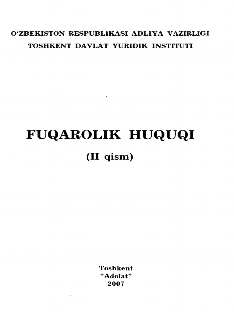 Fuqarolik Huquqi 2-Qism | PDF