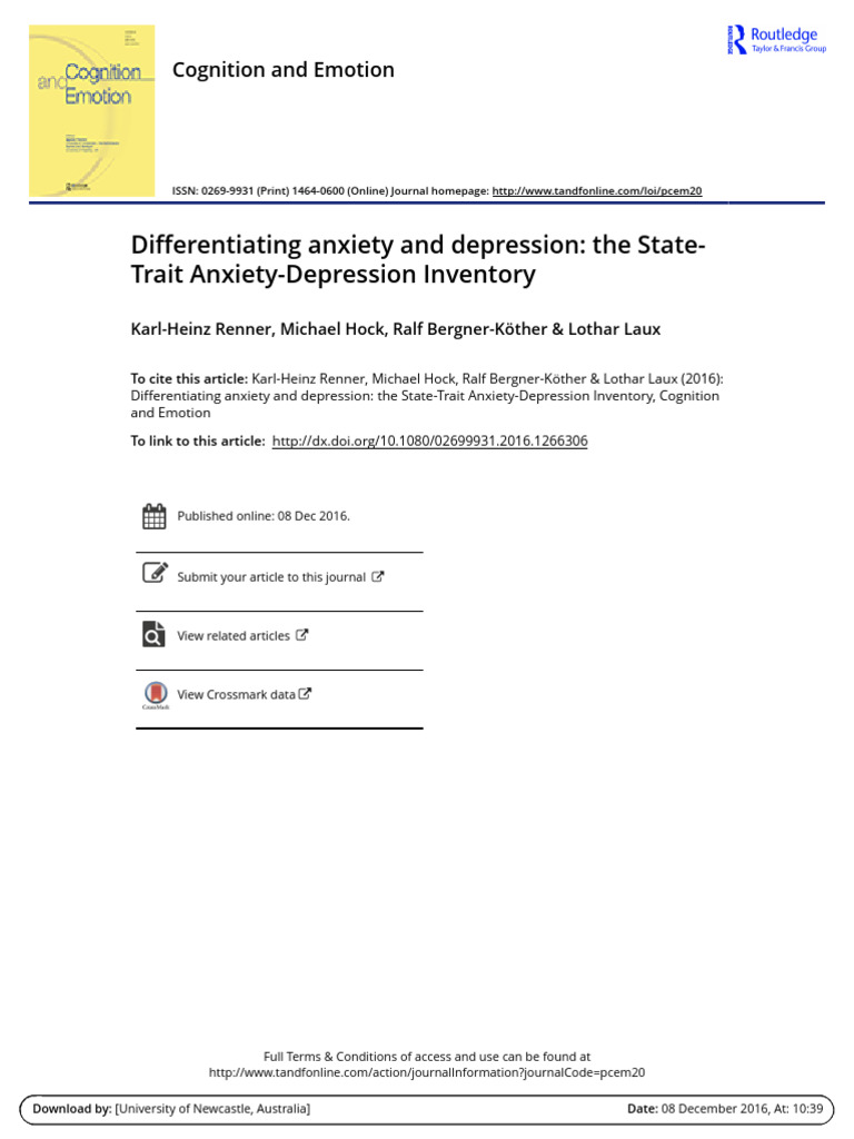Differentiating Anxiety and Depression | PDF | Anxiety | Major ...