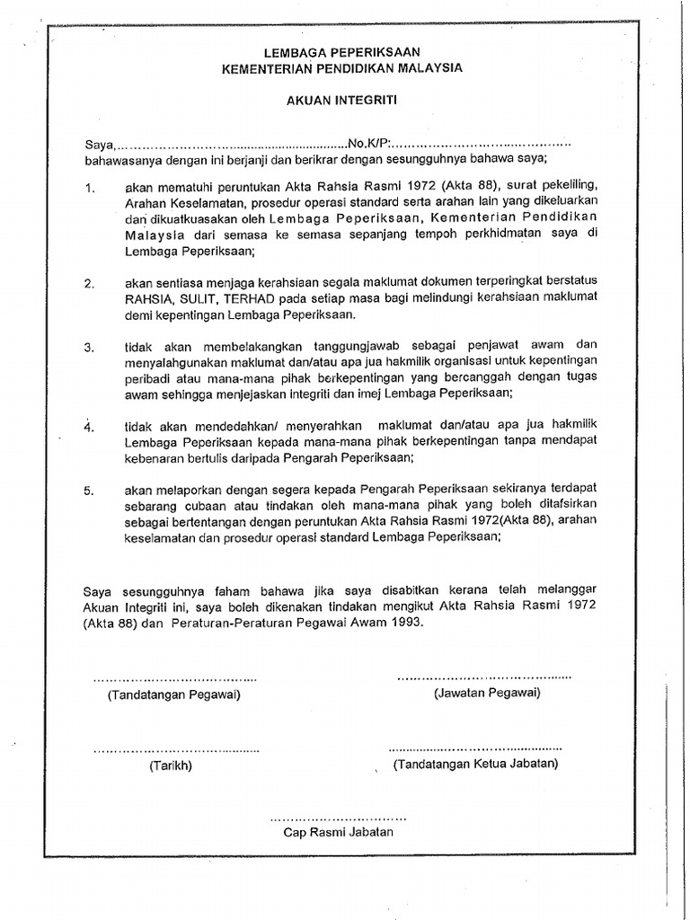 Borang Akta Rahsia Rasmi | PDF