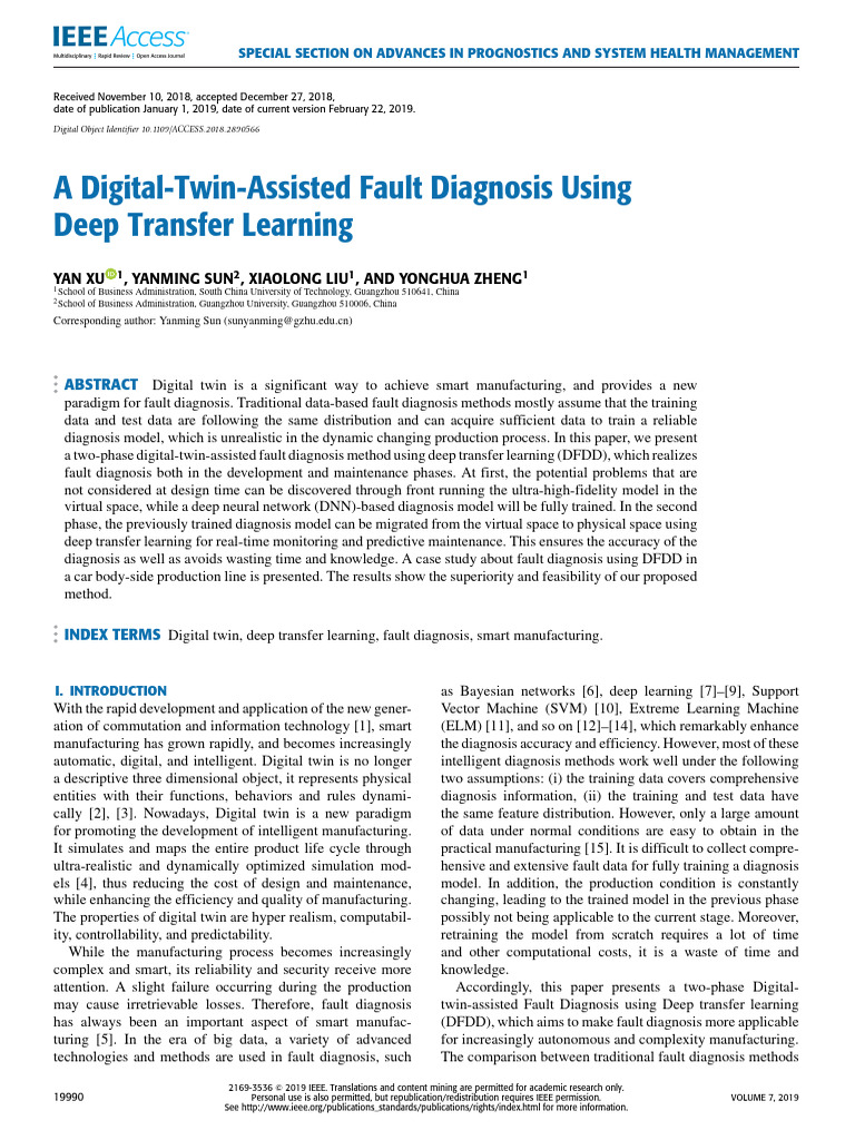 A Digital-Twin-Assisted Fault Diagnosis Using Deep Transfer Learning | PDF | Deep Learning ...