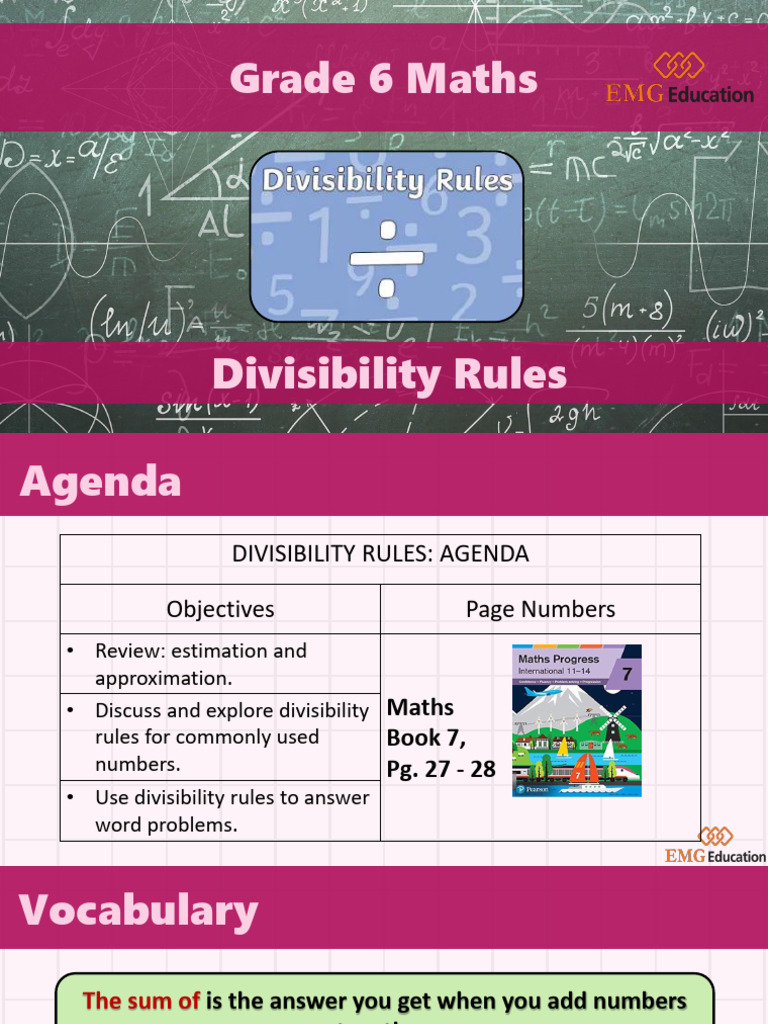 Lesson Slides - Divisibility Rules | PDF | Chess