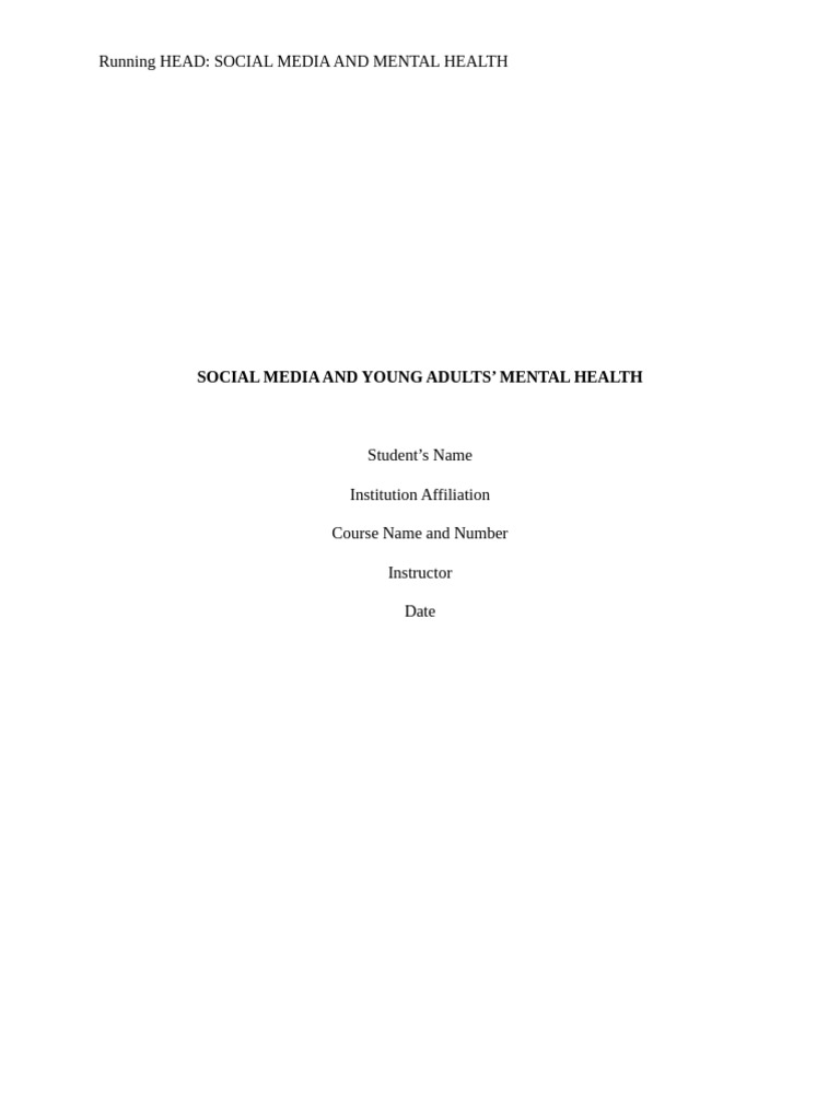 Research Proposal - Social Media and Mental Illness | PDF | Mental ...