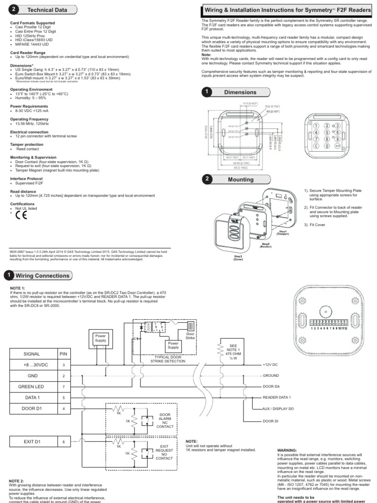 F2F Readers - Wiring and Installation Instructions - Issue 1.0.0 | PDF ...