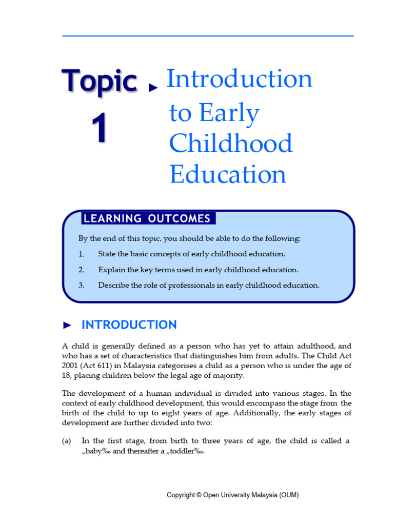 Lesson 1 Intro To ECED 1 | PDF | Early Childhood Education | Learning
