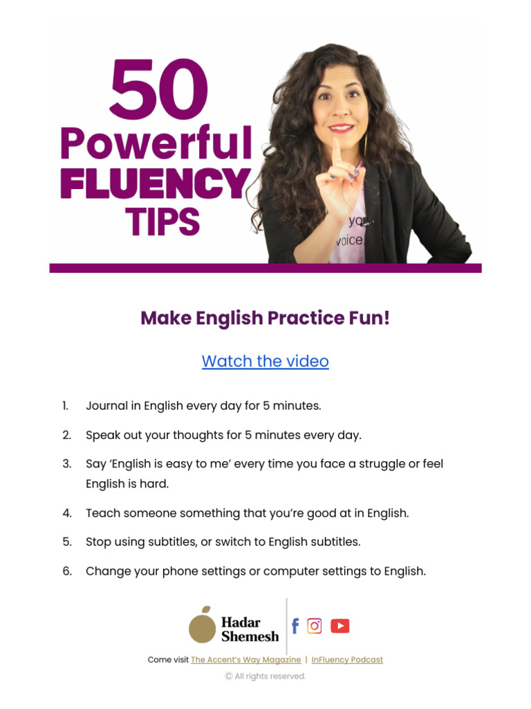 50 Tips Secrets For English Fluency | PDF | English Language | Accent ...