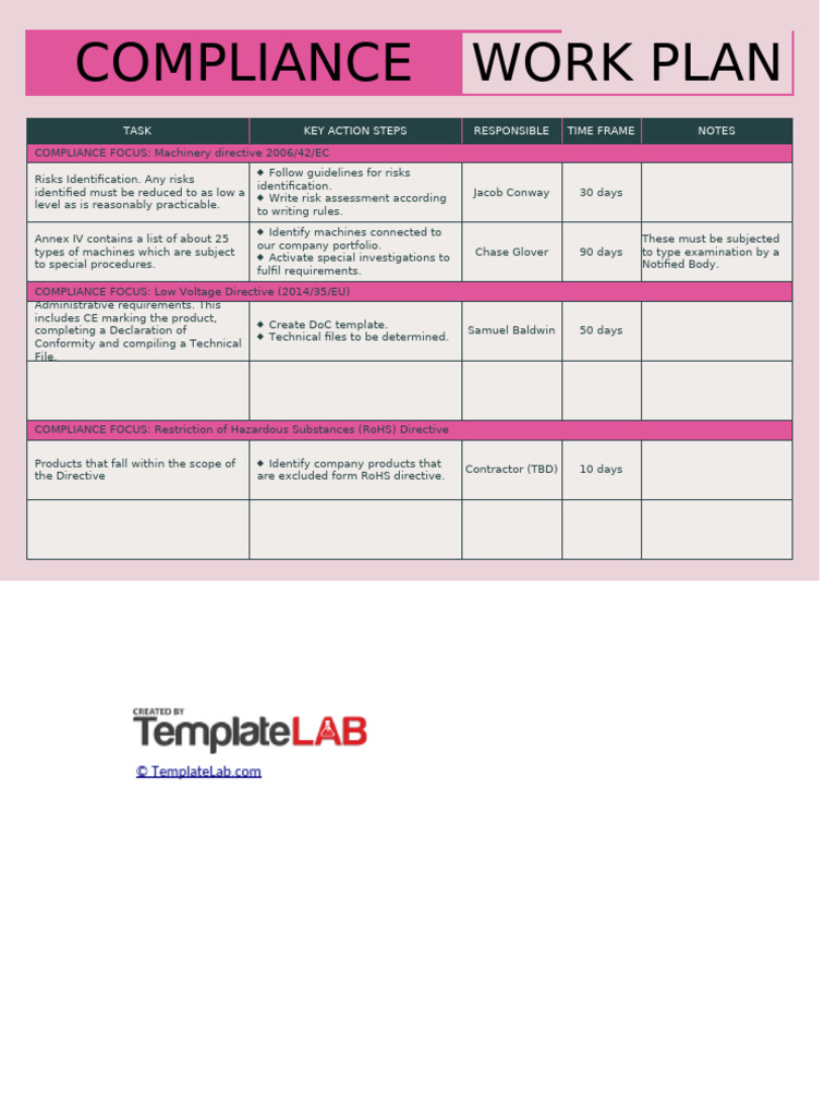 Compliance Work Plan Template | PDF
