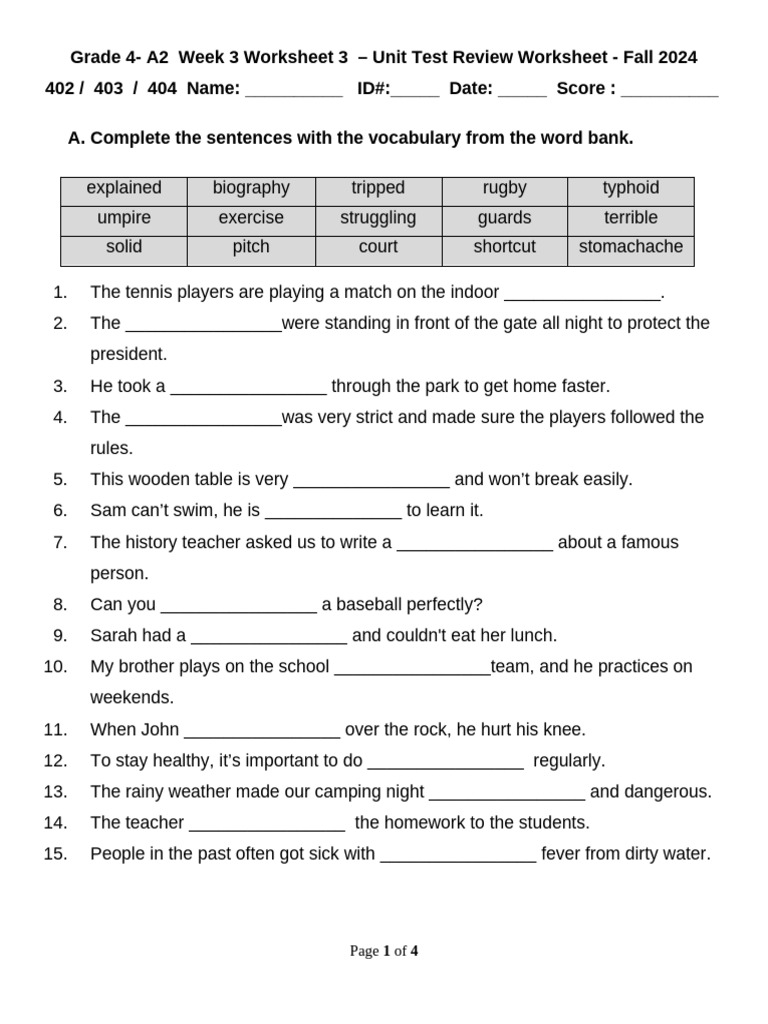 G4A2 WK3 Worksheet 3 ReviewWorksheet Fall2024 | PDF
