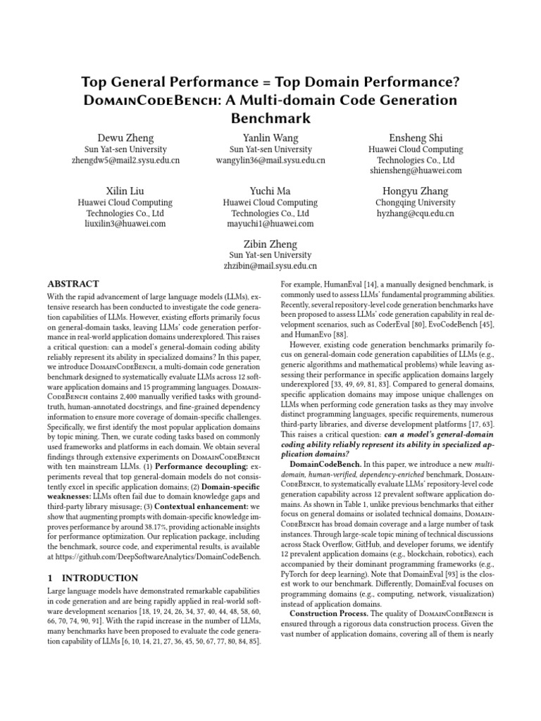 A Multi-Domain Code Generation Benchmark | PDF | Computer Science ...