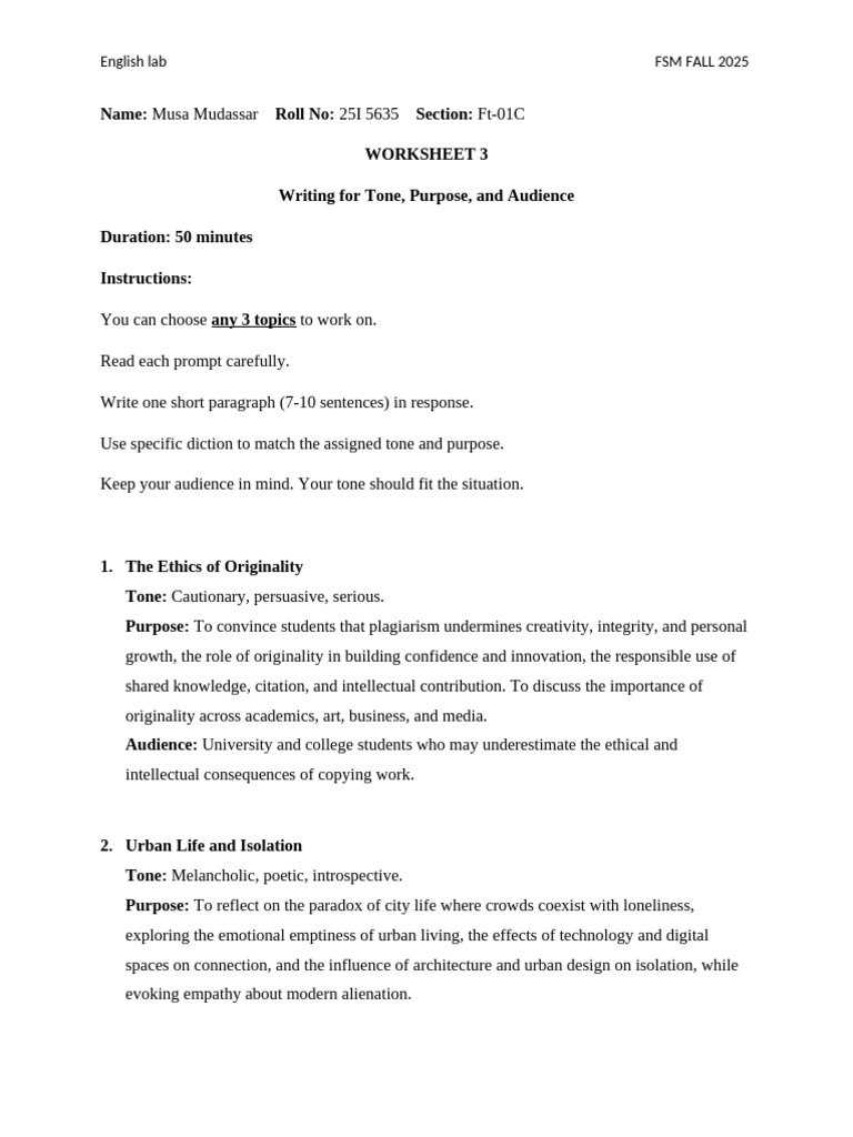 Writing for Tone and Audience in English | PDF | Communication ...