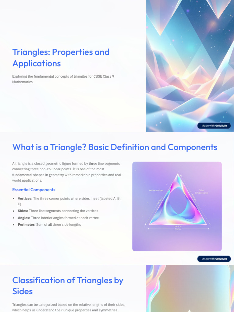 Triangles Properties and Applications | PDF | Triangle | Angle