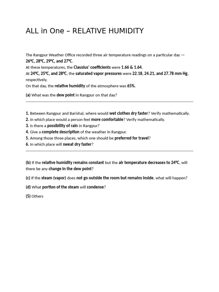 Relative Humidity Analysis in Rangpur | PDF